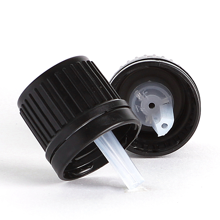 GL18 Black Tamper Evident Cap with 1.5mm Dropper | Nekem Packaging