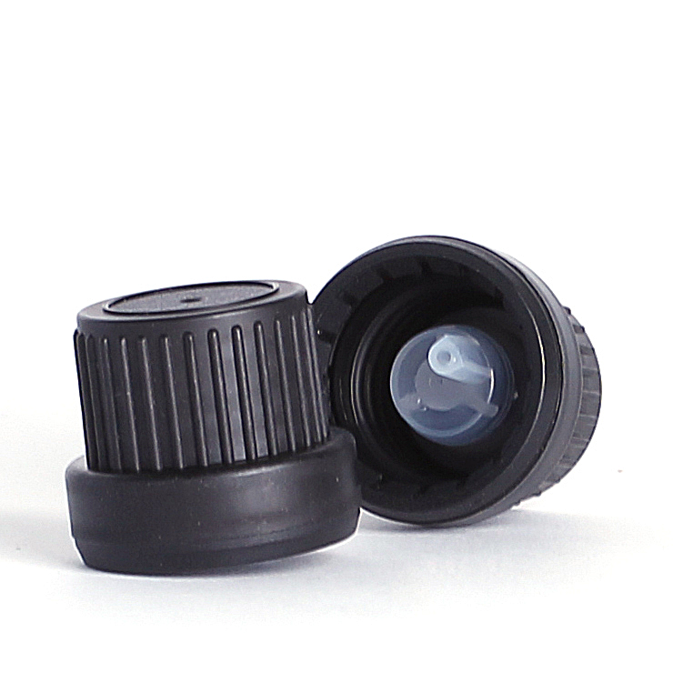 GL18 Black Tamper Evident Cap with 1.0mm Dropper | Nekem Packaging