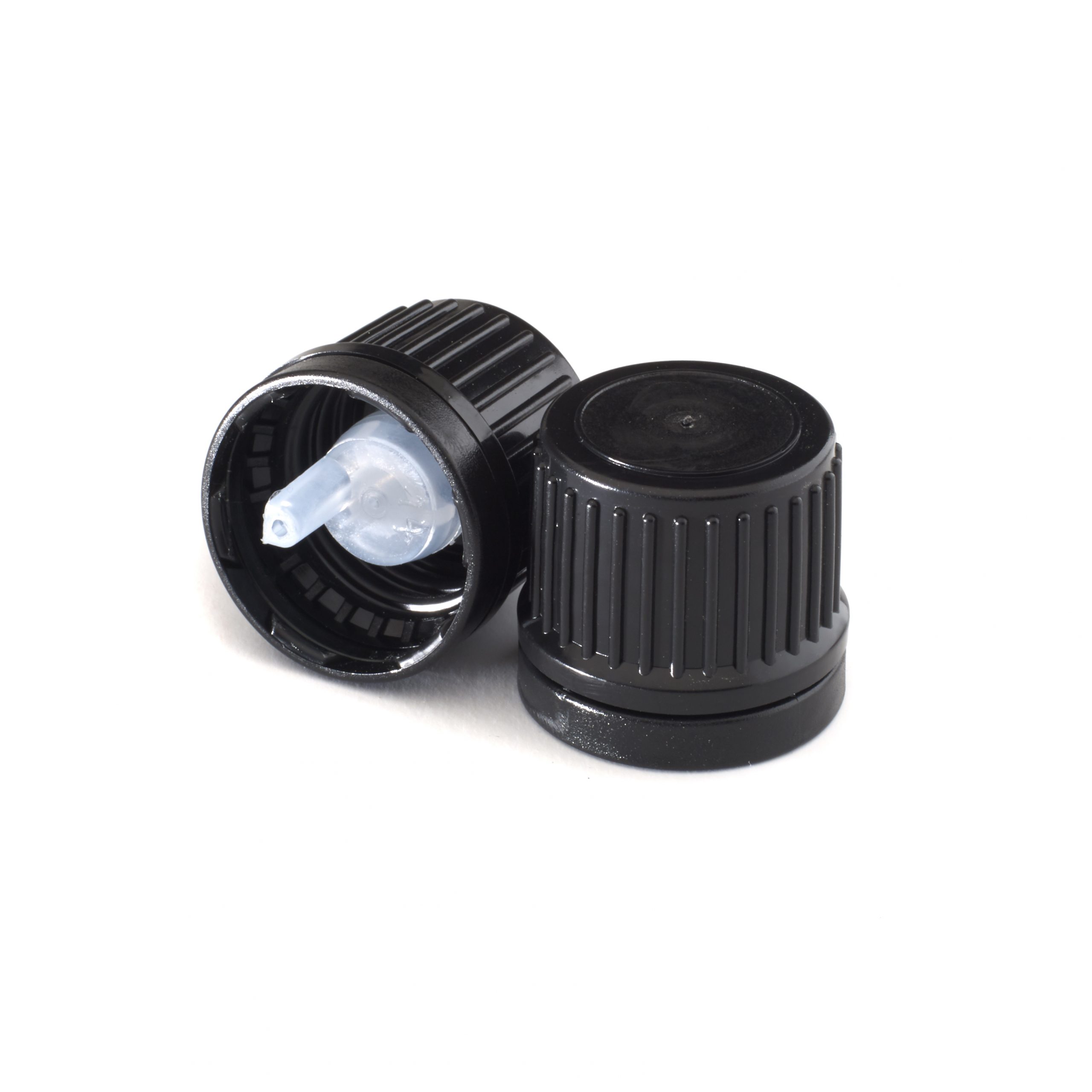 GL18 Black Tamper Evident Cap with 0.7mm Dropper | Nekem Packaging