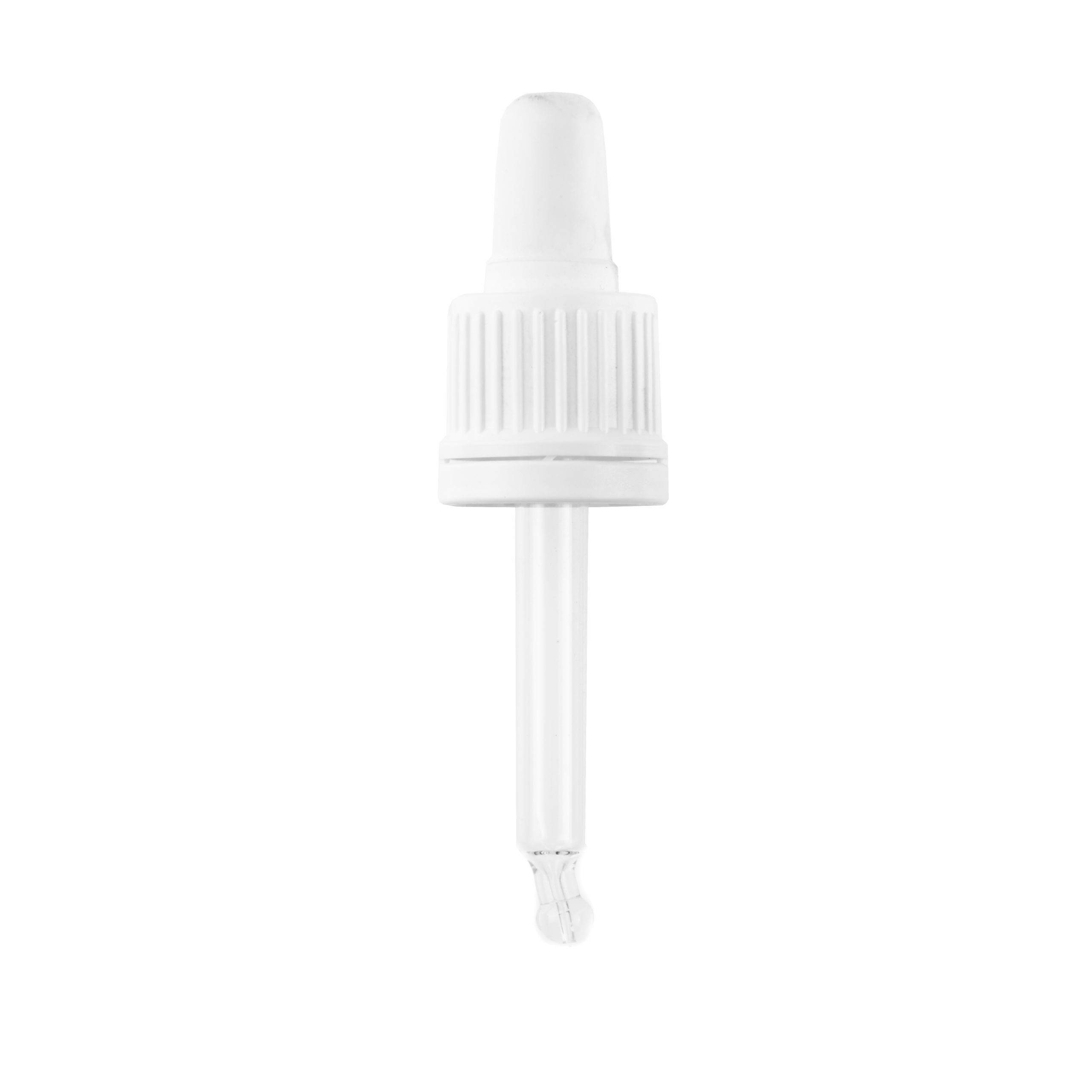 GL18 White Tamper Evident Hole Cap, White Natural Bulb & 77mm Pipette | Nekem Packaging